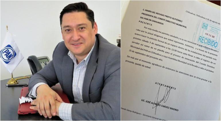 Va Alfredo Chávez por PAN Municipal pide solicitud de registro
