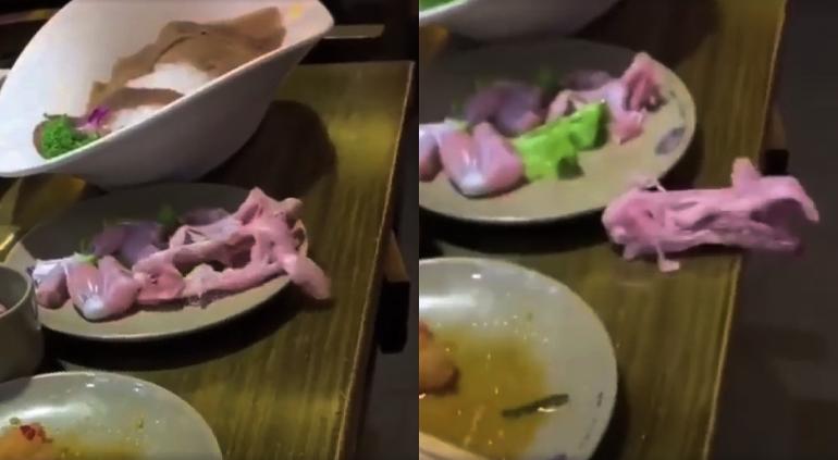 Pollo zombie: Tan crudo ¡que escapó del plato! (VIDEO VIRAL)