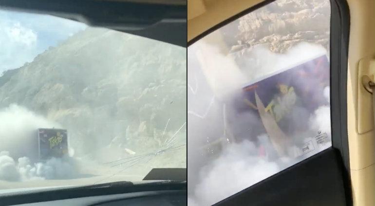 Camión de Barcel se incendió en el Camino Real (VIDEO)