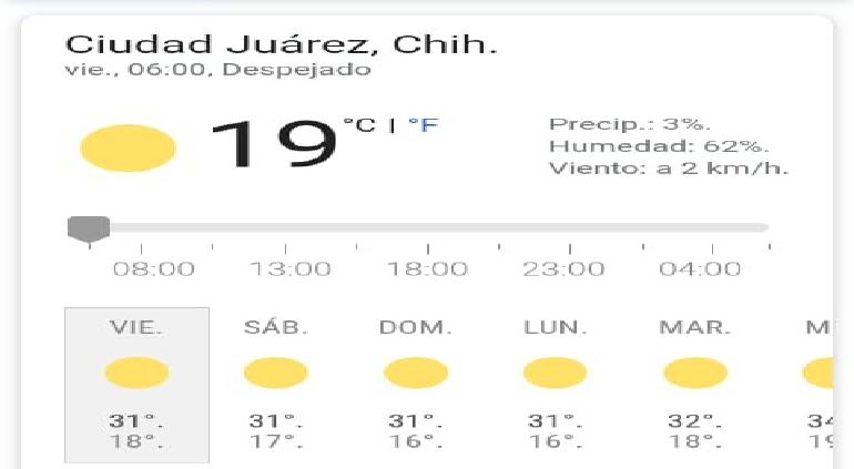 Se mantiene Juárez con clima templado, amanece en 19º