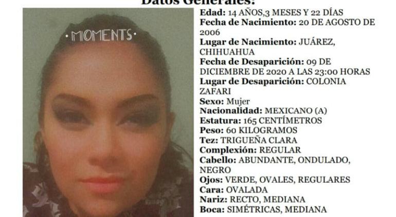 Buscan a Evelin Espinoza de 14 años; desapareció el 9 de diciembre