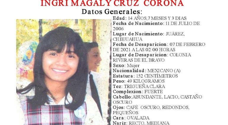 Escapó Ingri Magaly de 14 años de su casa en Juárez