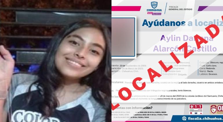 La jovencita Aylin Alarcón fue localizada con vida tras haber desaparecido en la ciudad de ...