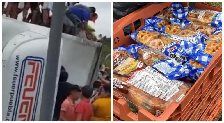Cómete el pan: Volcó camión de Bimbo en Veracruz y ¡lo saquearon!🎦