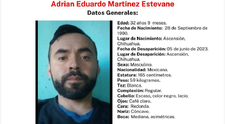Buscan a Adrián Martínez Estevane, desaparecido en Ascensión