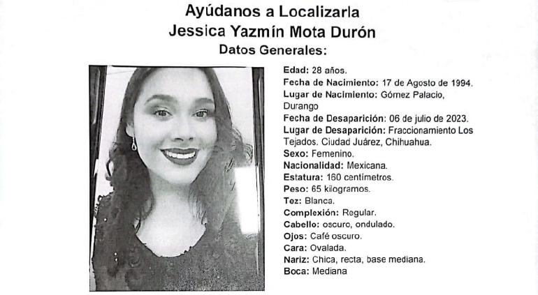 Salió de su casa en Juárez y no volvió, buscan a Jessica Mota