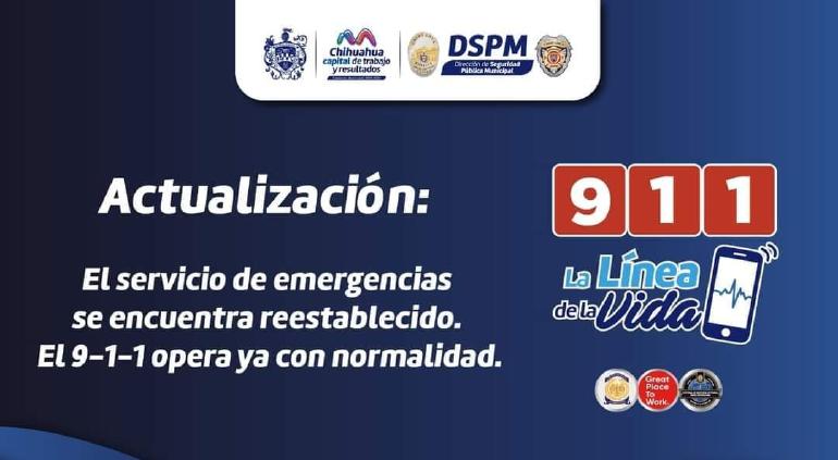 Regresa a la normalidad servicio del 911 en Chihuahua