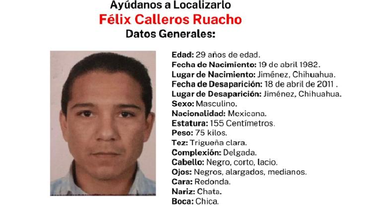 Buscan a Félix Calleros; desapareció hace 12 años en Jiménez