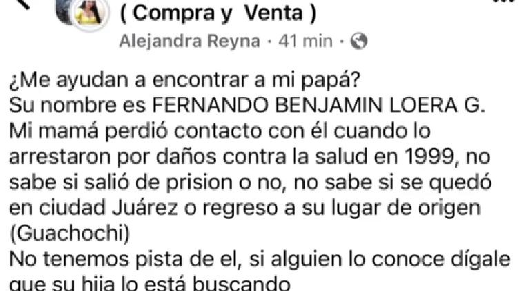 Nunca conoció a su papá; lo halló en 15 minutos en grupo de Guachochi