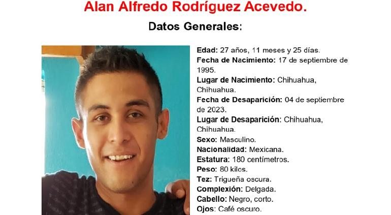 La Fiscalía y familiares solicitan ayuda para encontrar a Alan Alfredo Rodríguez Acevedo de 27 ...