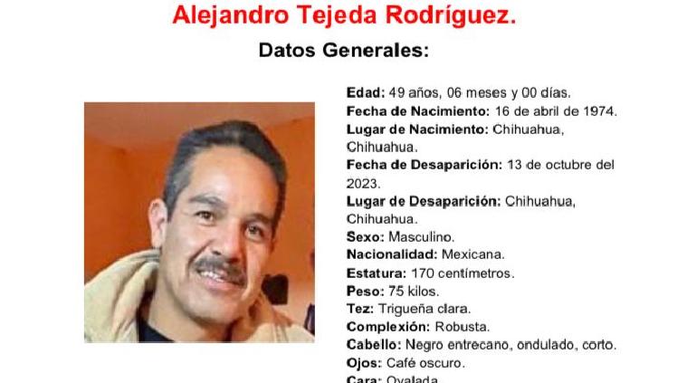 Desapareció Alejandro Tejeda en la ciudad de Chihuahua