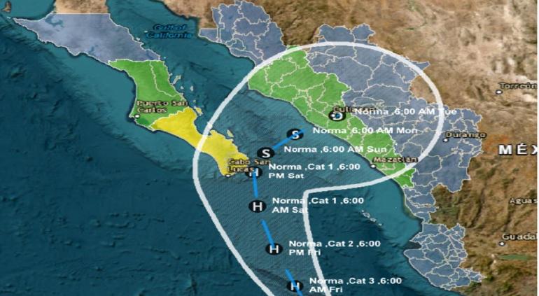 Huracán Norma: Activan alerta azul en seis municipios de Chihuahua