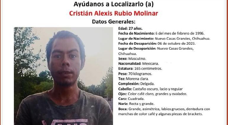 Buscan a Cristián Rubio, desapareció hace 3 semanas en NCG