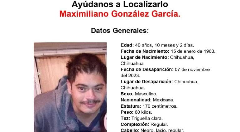 Buscan a Maximiliano González, desapareció hace 18 días en Chihuahua