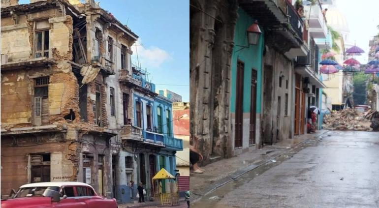 Fuertes lluvias derrumban partes de edificios en La Habana