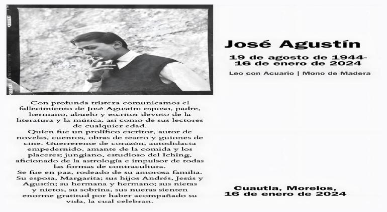 Murió José Agustín, famoso escritor mexicano