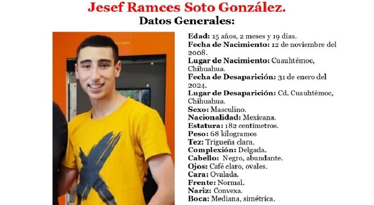 Desapareció Jesef Ramses, de 15 años, en Cuauhtémoc