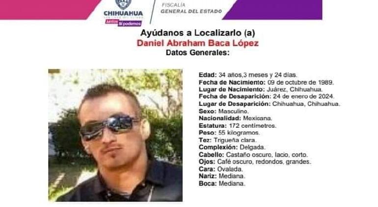 Salió de su casa en Jardines del Sol y no volvió, buscan a Daniel Baca