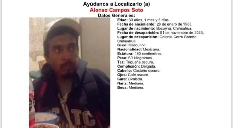 Buscan a Alonso Campos, desapareció hace 4 meses