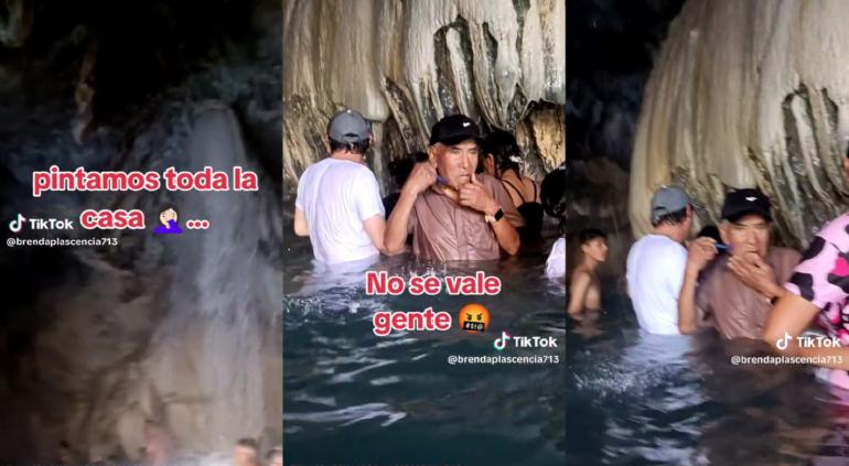 Captan a hombre rasurándose en Grutas de Tolantongo 🎦