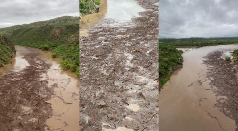 Lleno de azolve… así cruza Río Conchos por Satevó 🎦