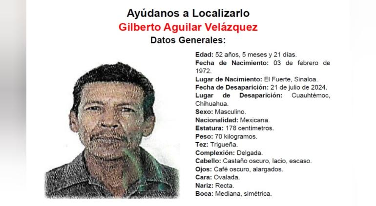 Buscan a Gilberto Aguilar; desapareció hace 6 días en Cuauhtémoc