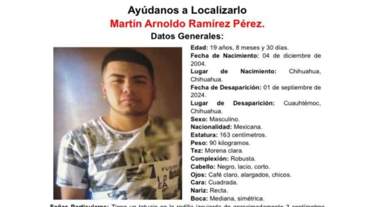 Buscan a Martín Ramírez; desapareció hace dos días en Cuauhtémoc