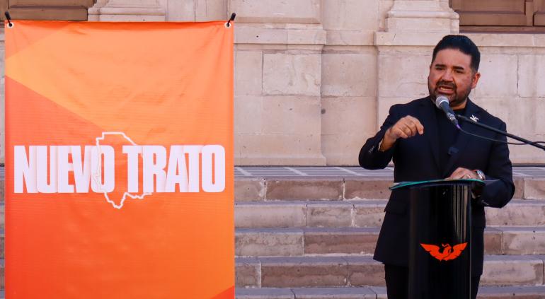 Pide Sánchez frente a Palacio Estado exija nuevo trato a Federación