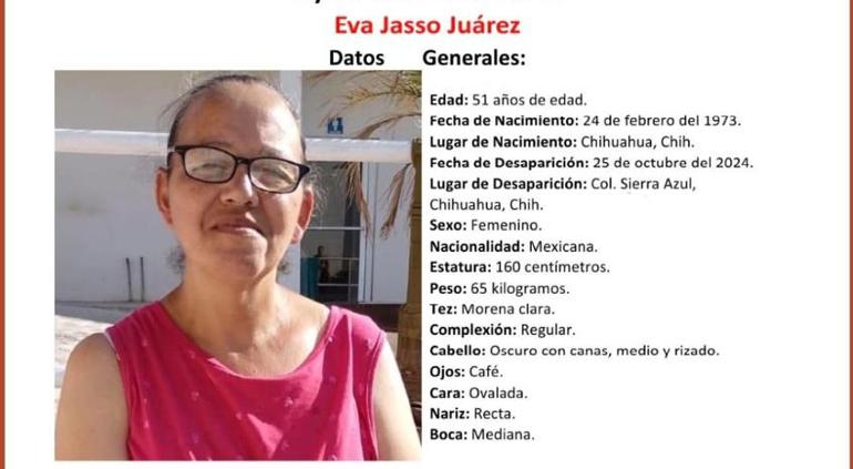 Desapareció Eva Jasso en Sierra Azul