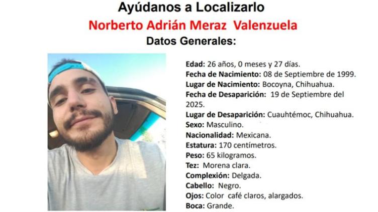 Buscan a Norberto Meraz, desapareció hace 2 semanas en Cuauhtémoc